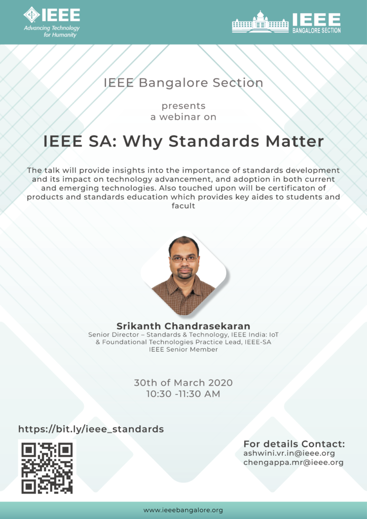 IEEE SA: Why Standards matter - IEEE Bangalore Section