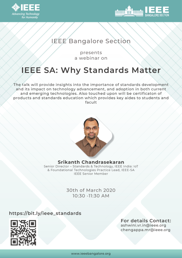 IEEE SA: Why Standards matter - IEEE Bangalore Section